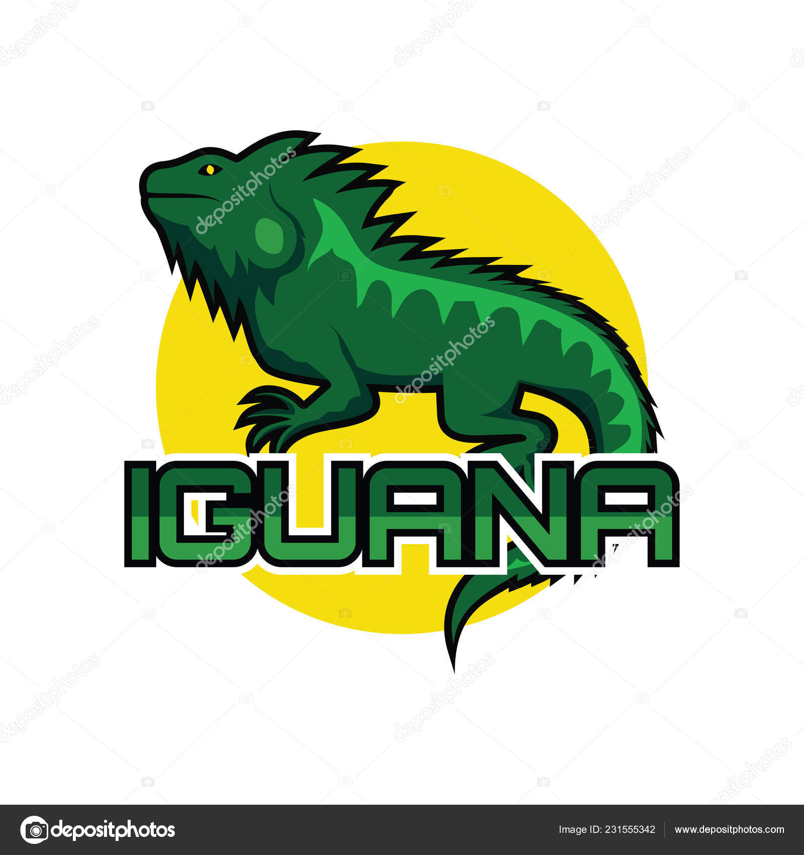 Iguana Logo Isolated White Background Vector Illustration Stock Vector ...