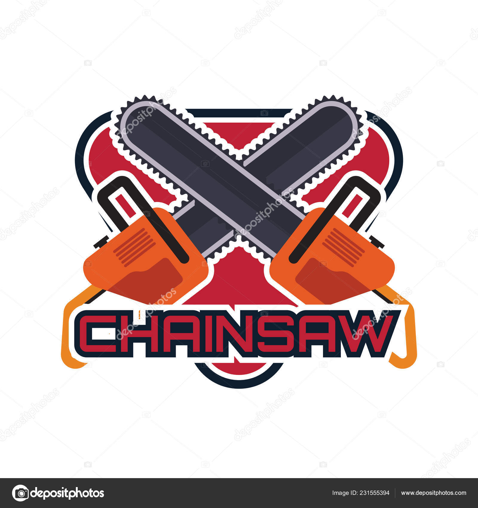 Chainsaw Logo Isolated White Background Vector Illustration Stock ...