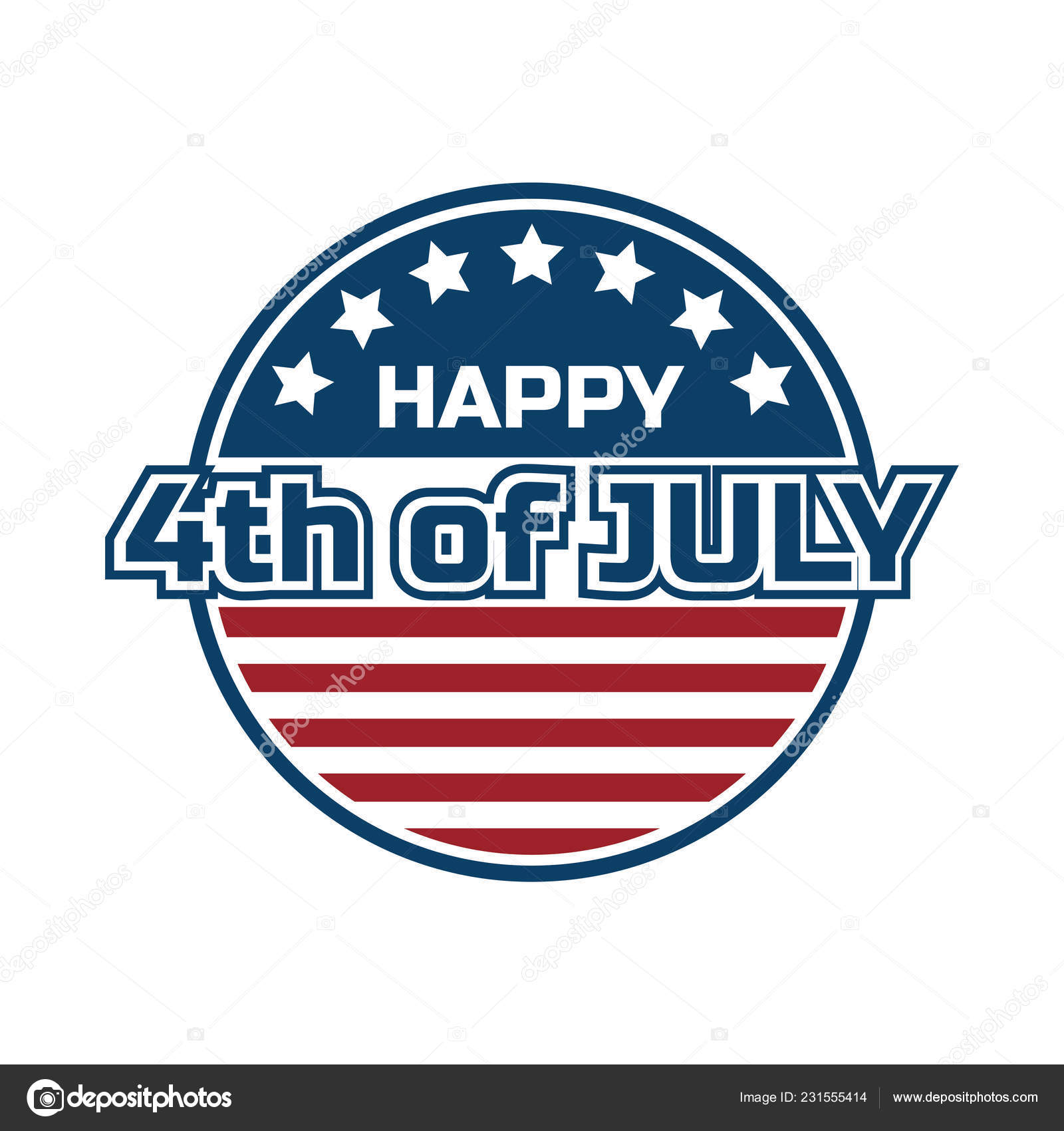 Happy 4Th July Logo Isolated White Background Vector Illustration Stock ...