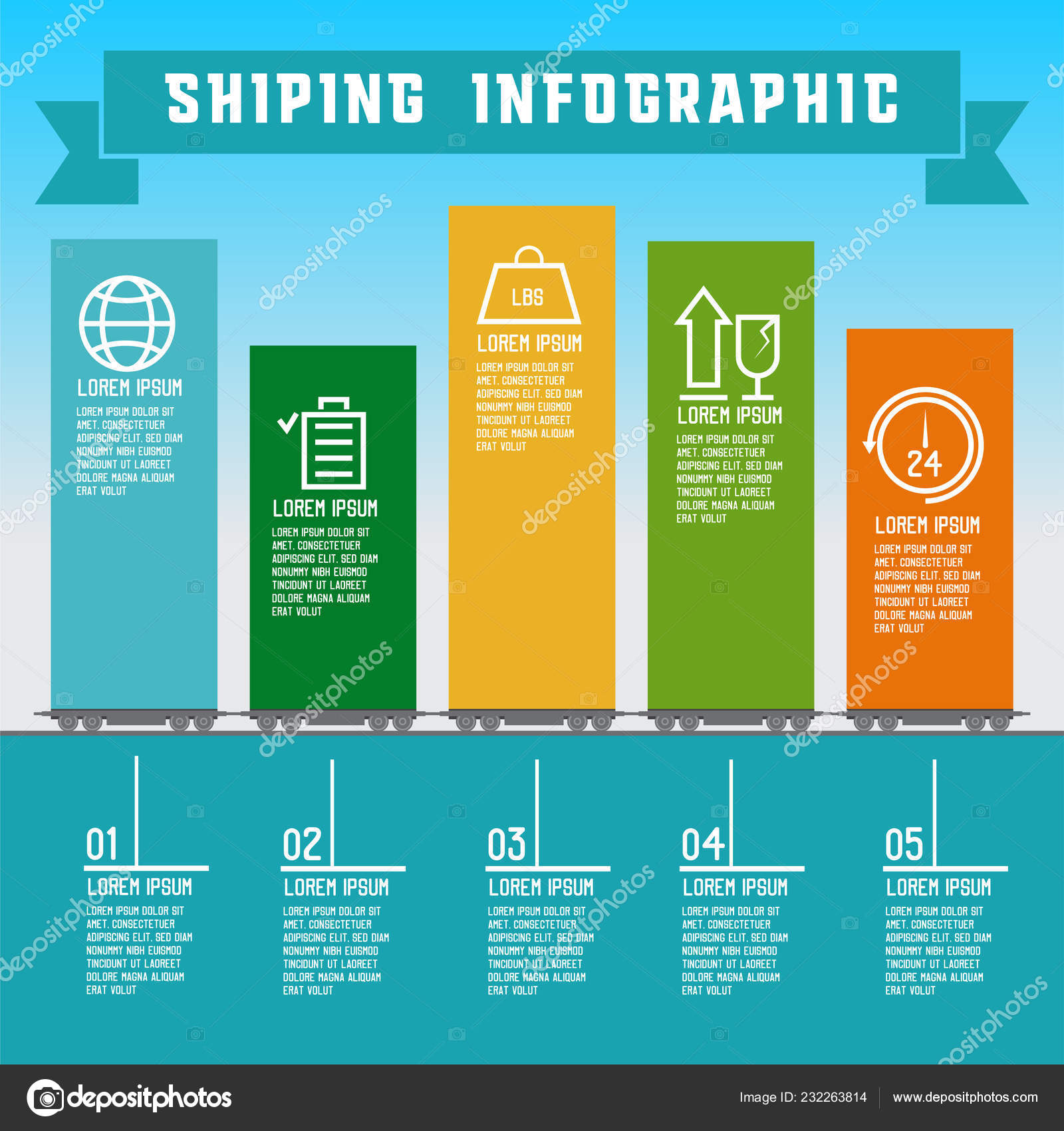 Shipping Infographic Banner Business Vector Illustration Stock Vector ...