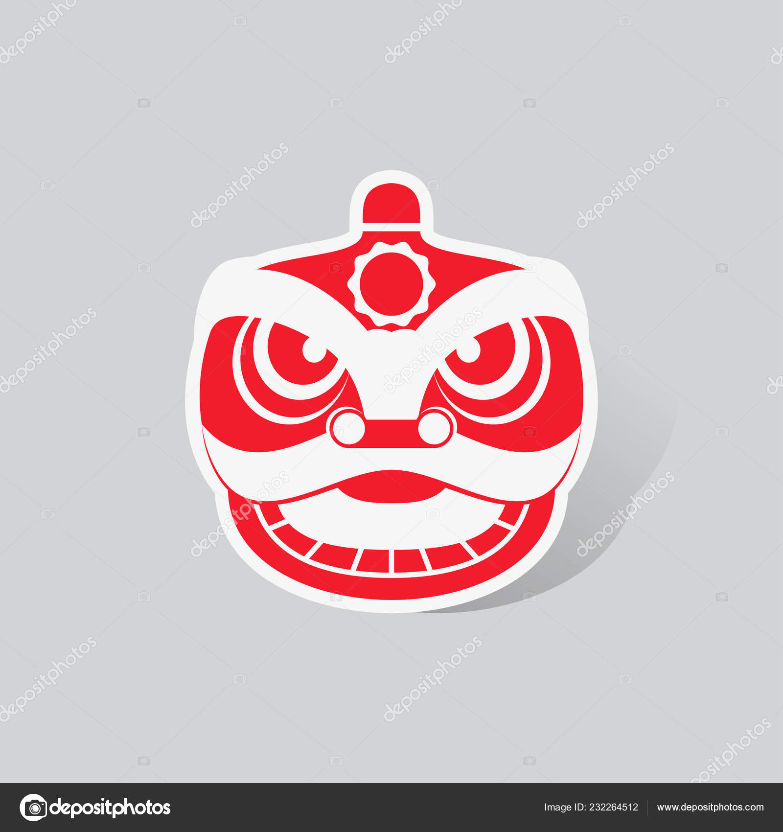 Chinese New Year Icon Shadow Grey Background Vector Illustration Stock ...
