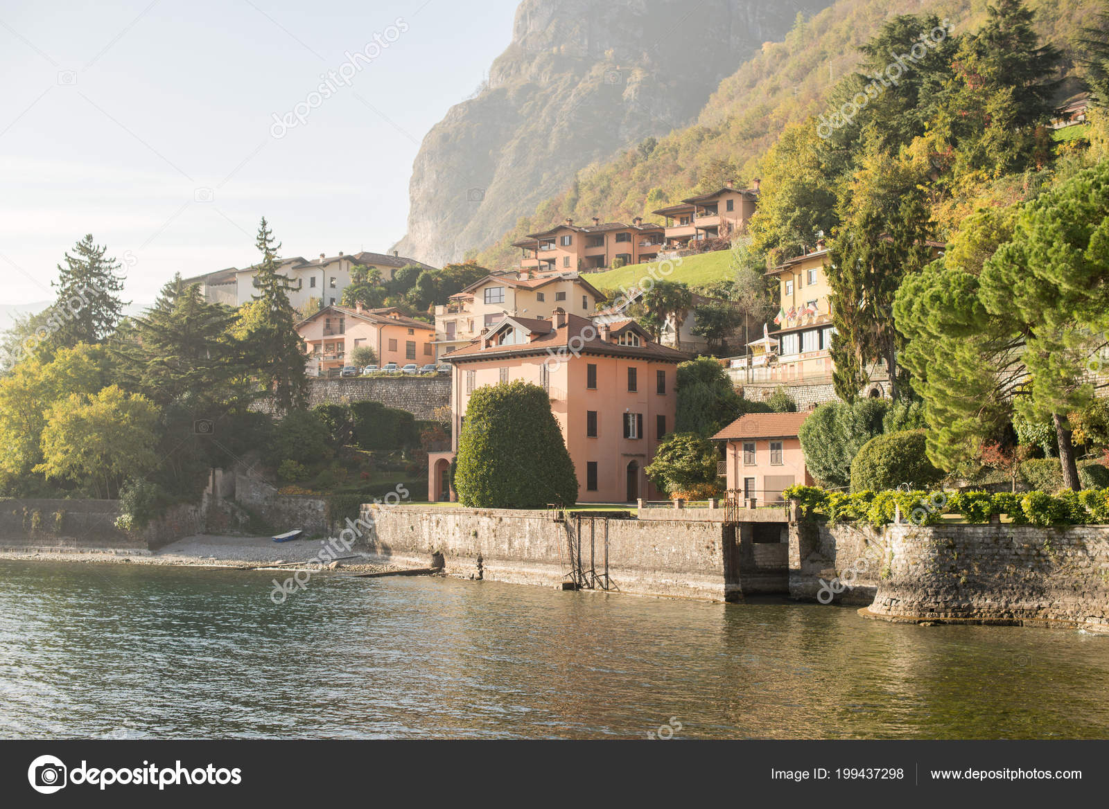 Lake Como Italy October 2017 Houses Shoreline Lake Como Italy — Stock ...