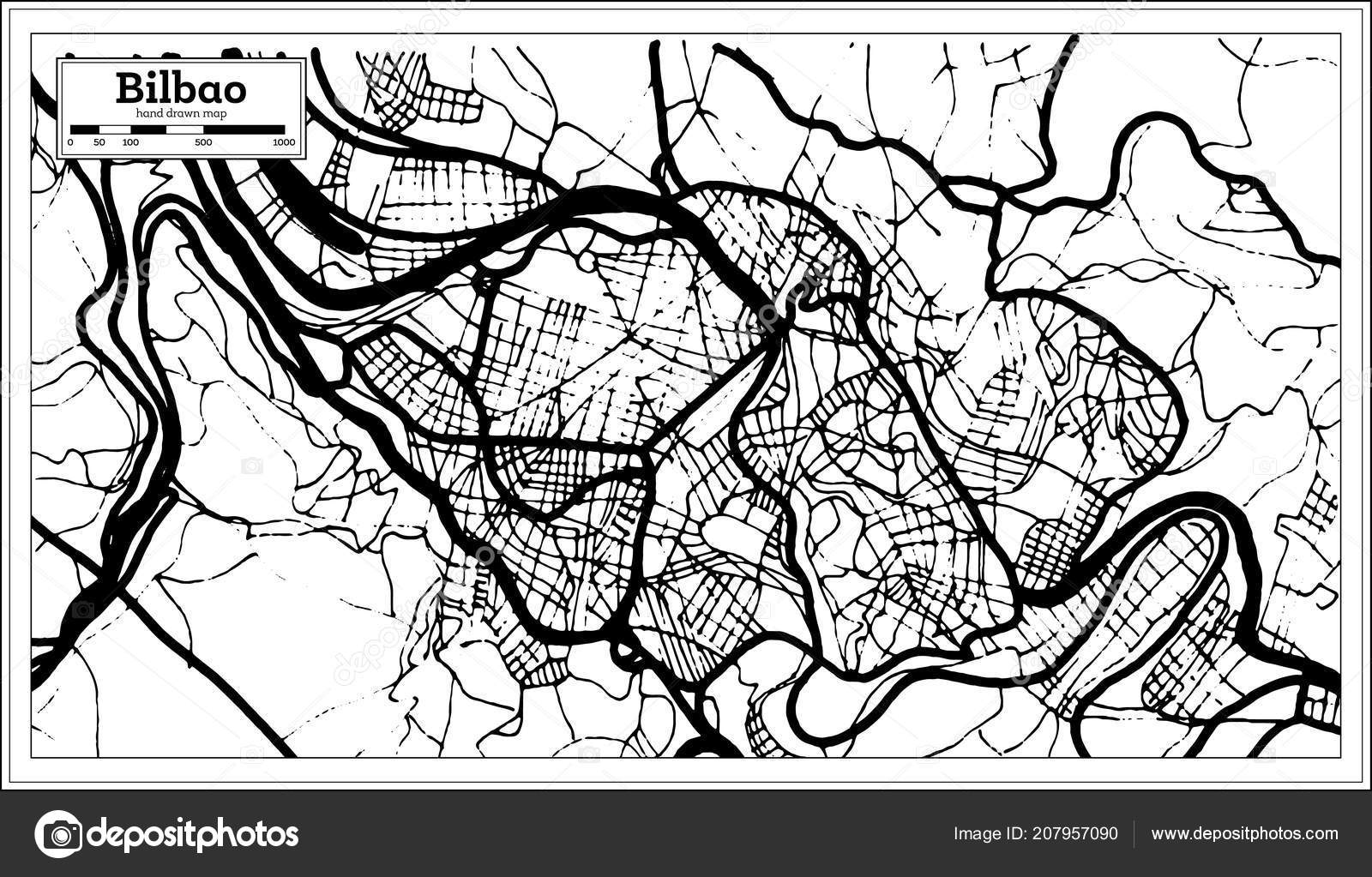 Bilbao Spain City Map Retro Style Dalam Bahasa Inggris Peta Vektor Stok ...