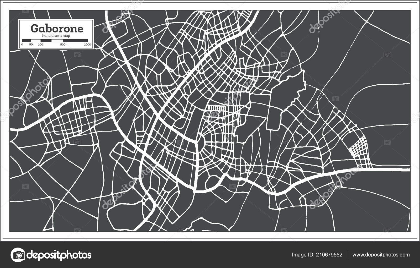 Gaborone Botswana City Map Retro Style Outline Map Vector Illustration ...