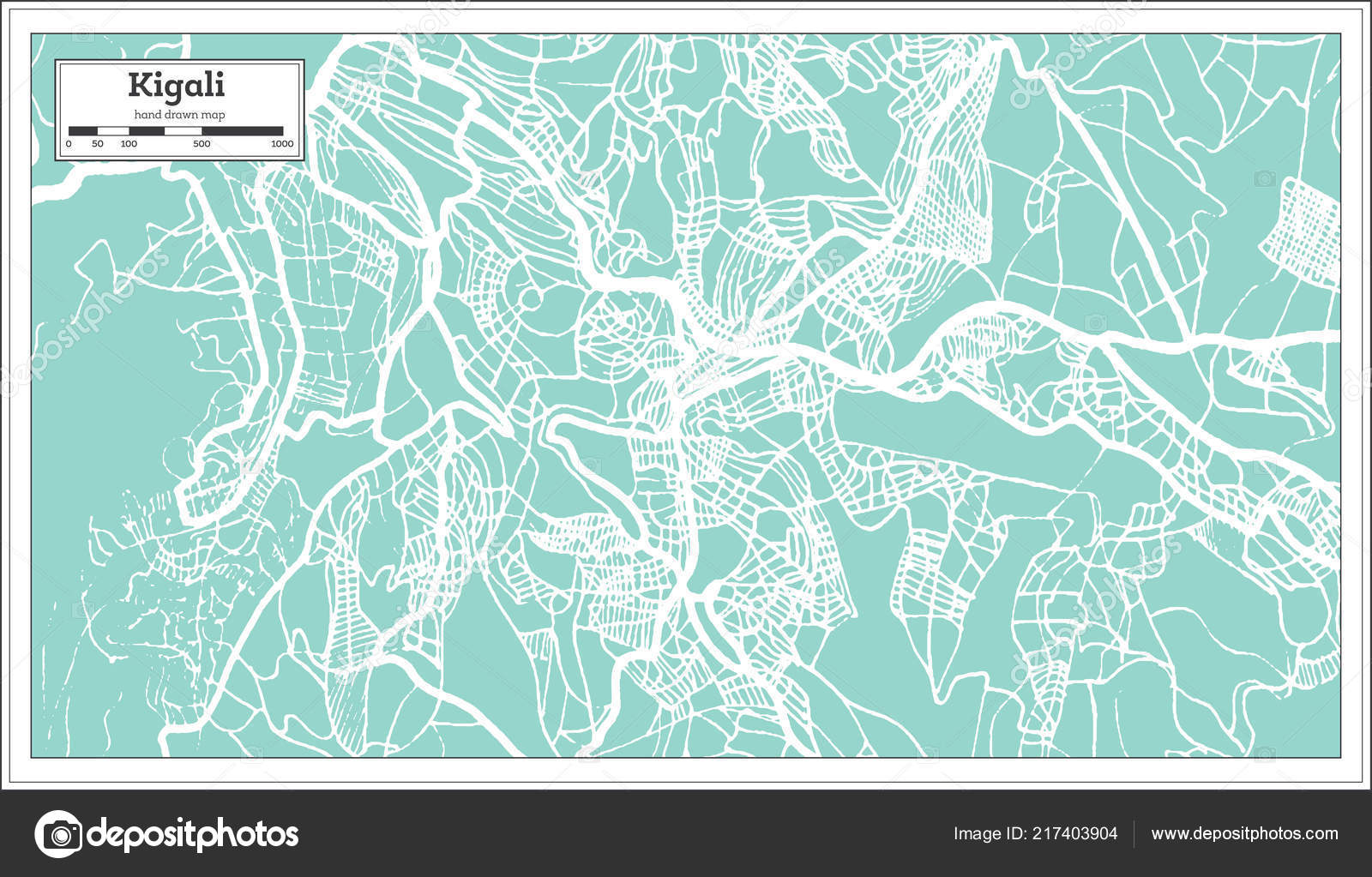 Kigali Rwanda City Map Retro Style Outline Map Vector Illustration ...