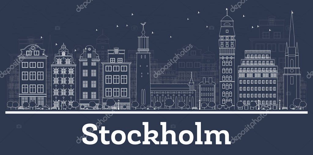 Esquema Estocolmo Suecia City Skyline con edificios blancos ...