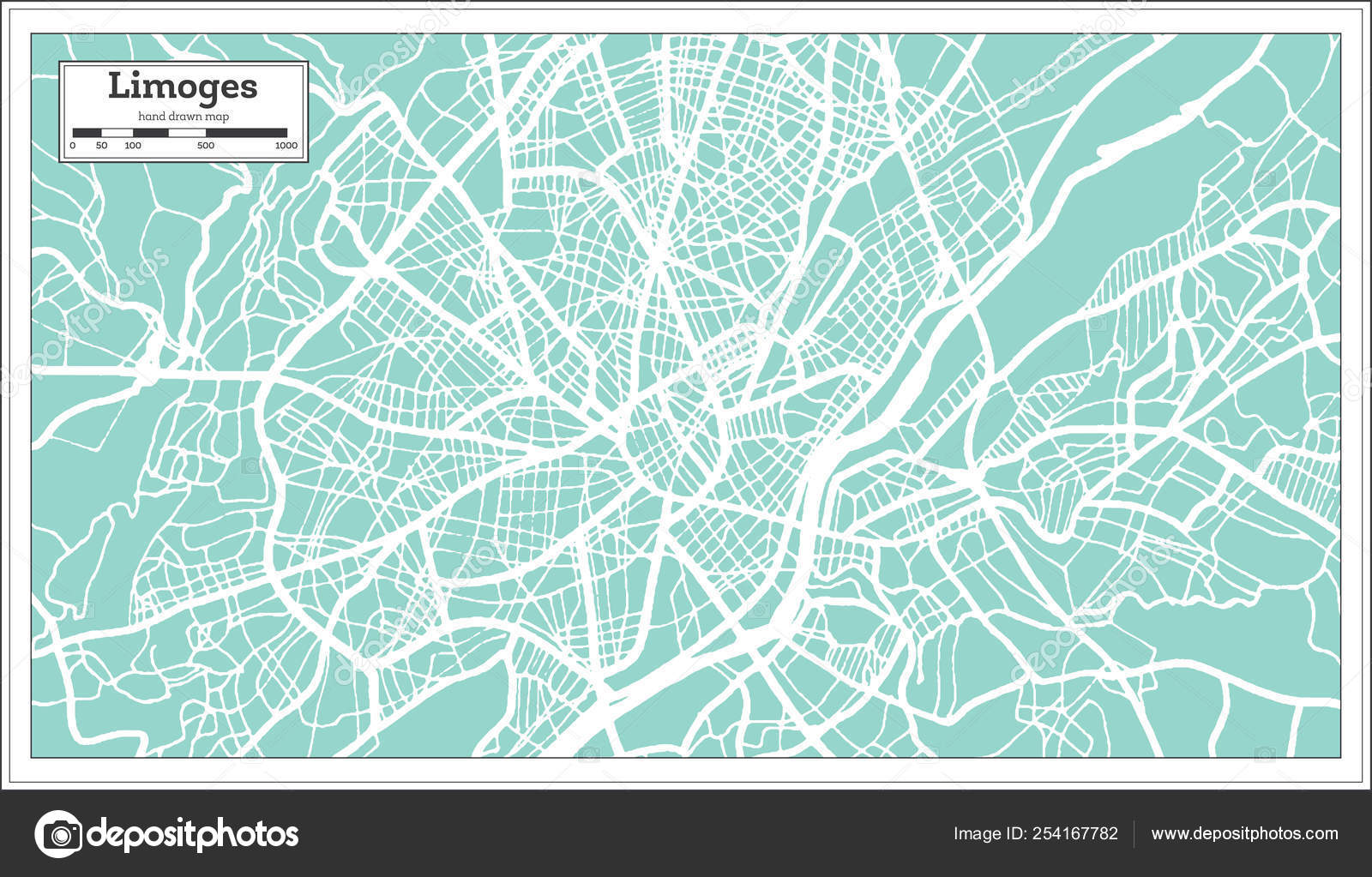 Limoges France City Map in Retro Style. Outline Map. Stock Vector by ...