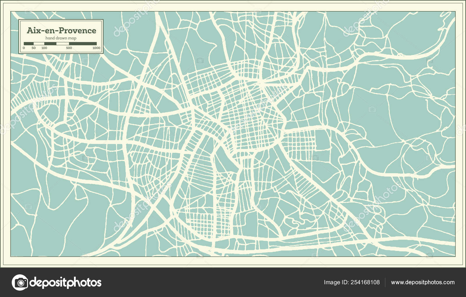 Aix-en-Provence France City Map in Retro Style. Outline Map. Stock ...