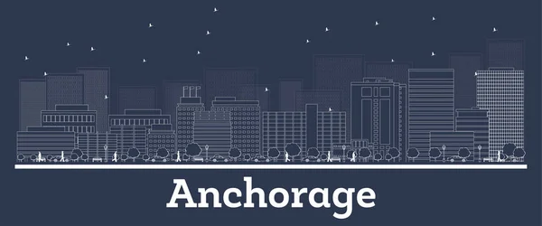 Outline Anchorage (Alaska) Skyline with Blue Buildings and copy Stock ...