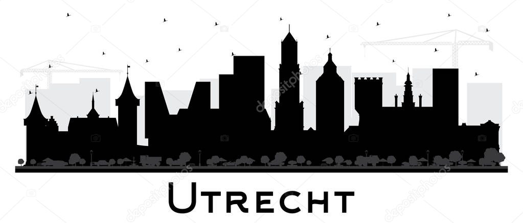 Utrecht Países Bajos City Skyline Silhouette con edificios negros 2023