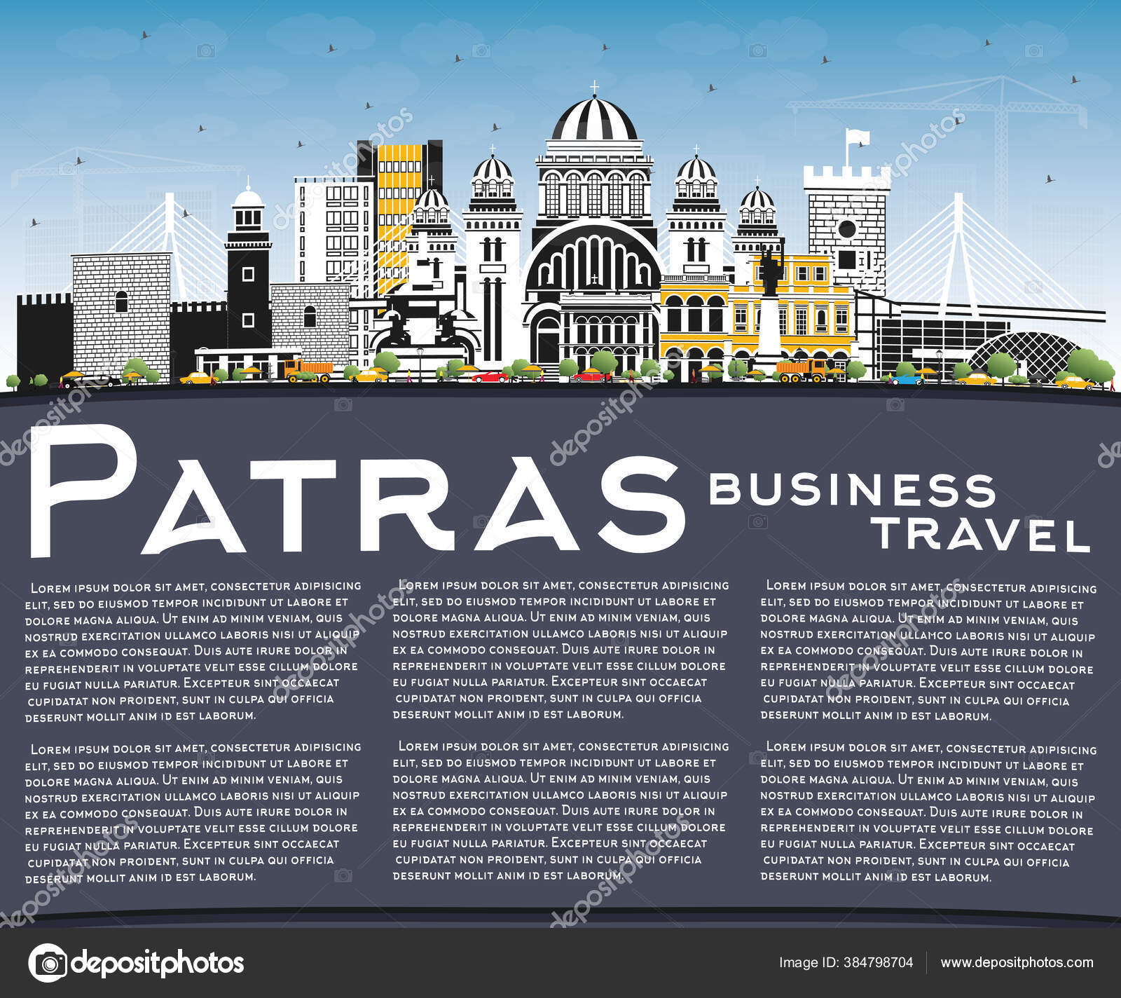 Patras Greece City Skyline Color Buildings Blue Sky Copy Space Stock ...