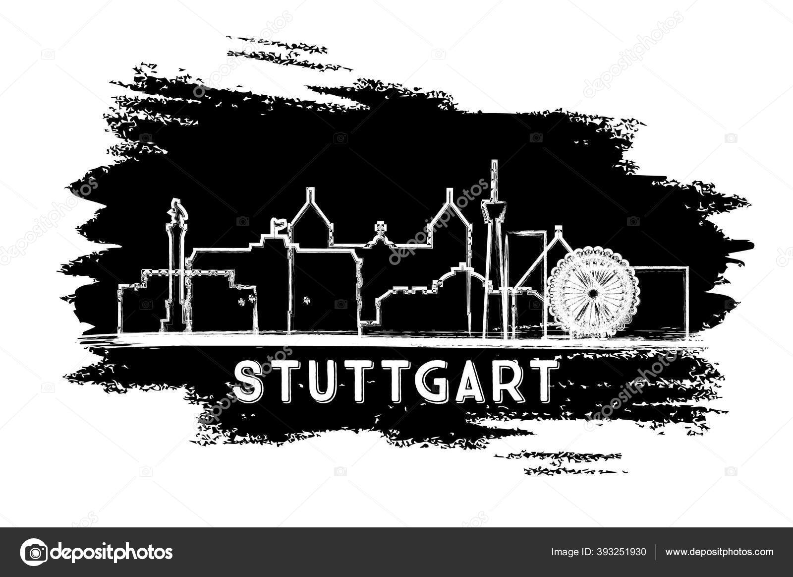 Stuttgart Germany City Skyline Silhouette Hand Drawn Sketch Business Travel Stock Vector Image ...