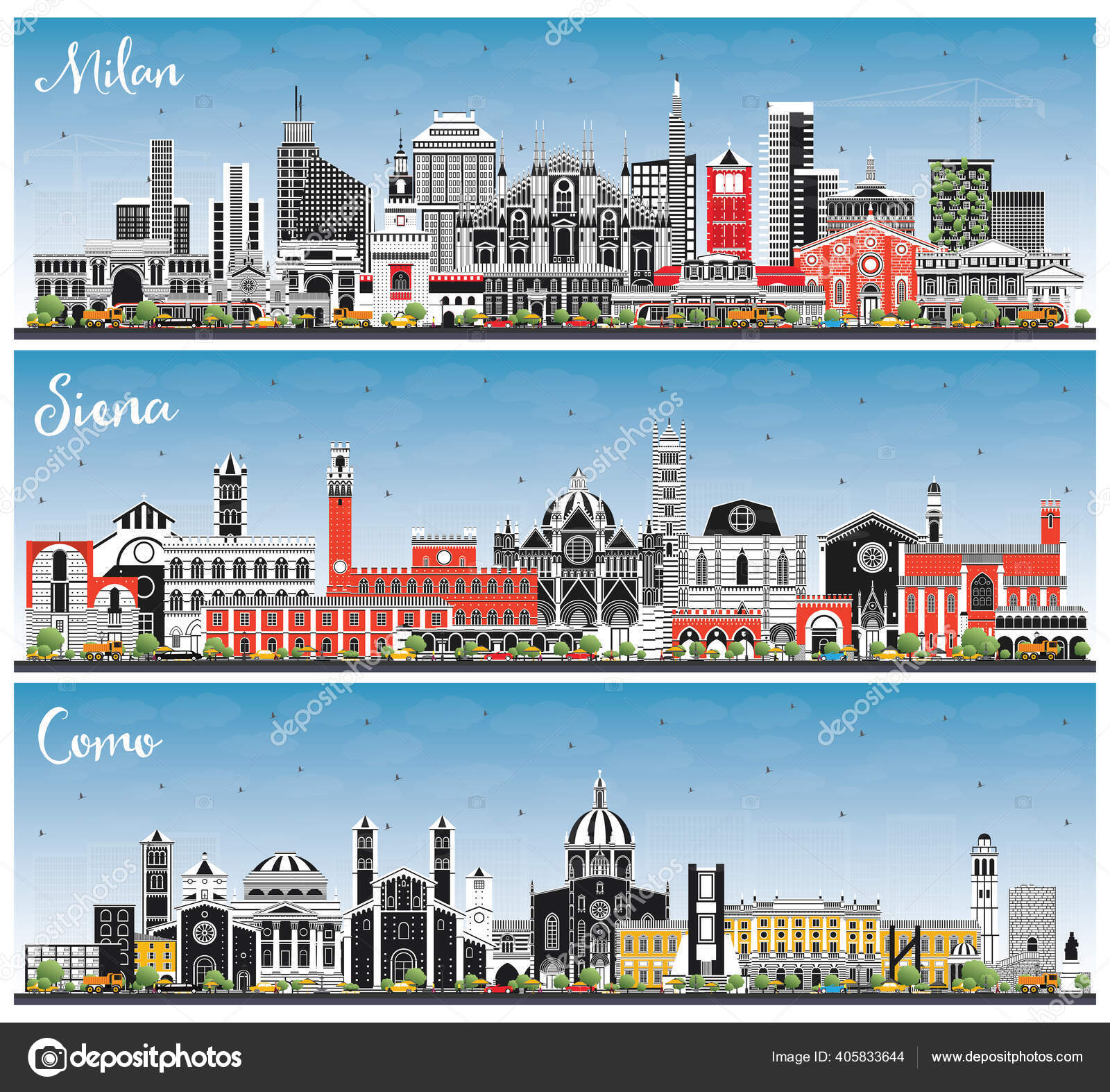 Outline Kuwait Manama Bahrain City Skylines Color Buildings Isolated ...