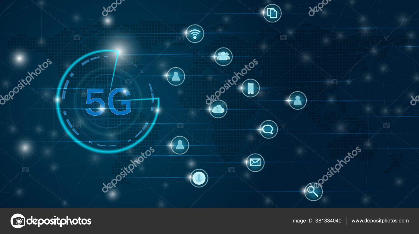 Wireless Signal Technology World Map Background Age Fast Data ...