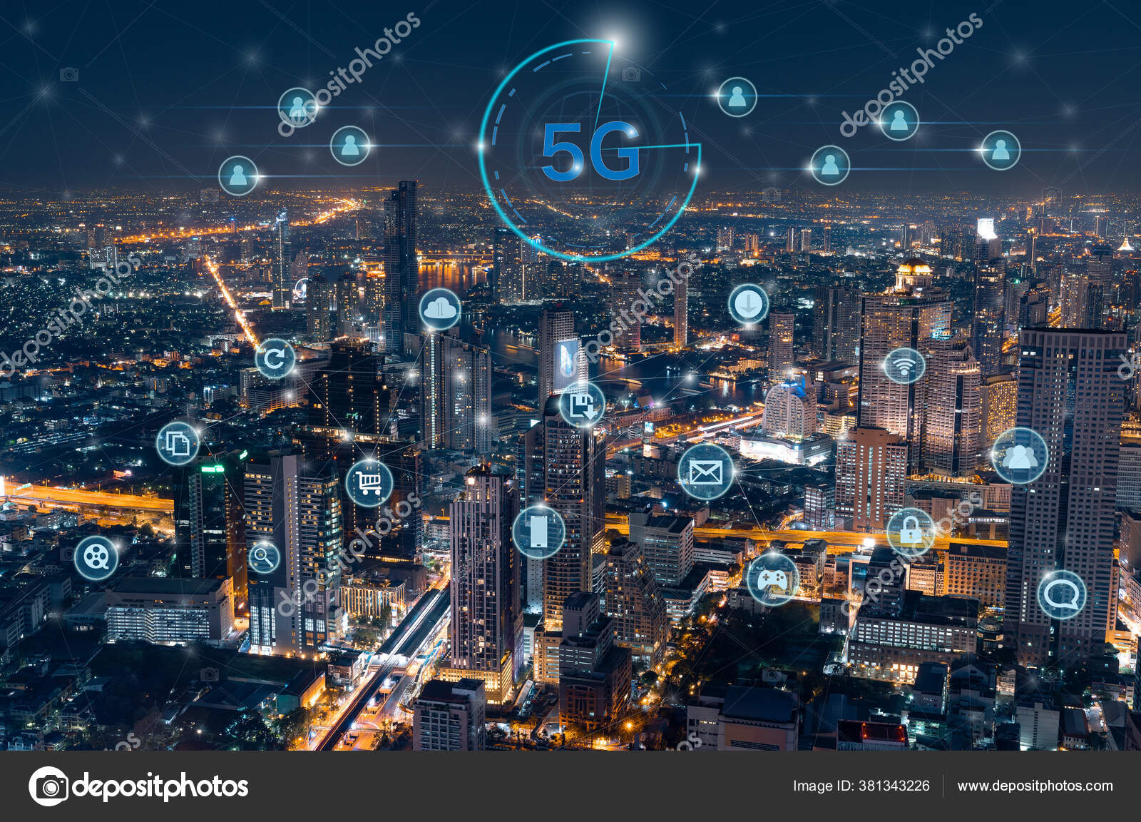 Network City Background Wireless Communication Technology Network Links ...