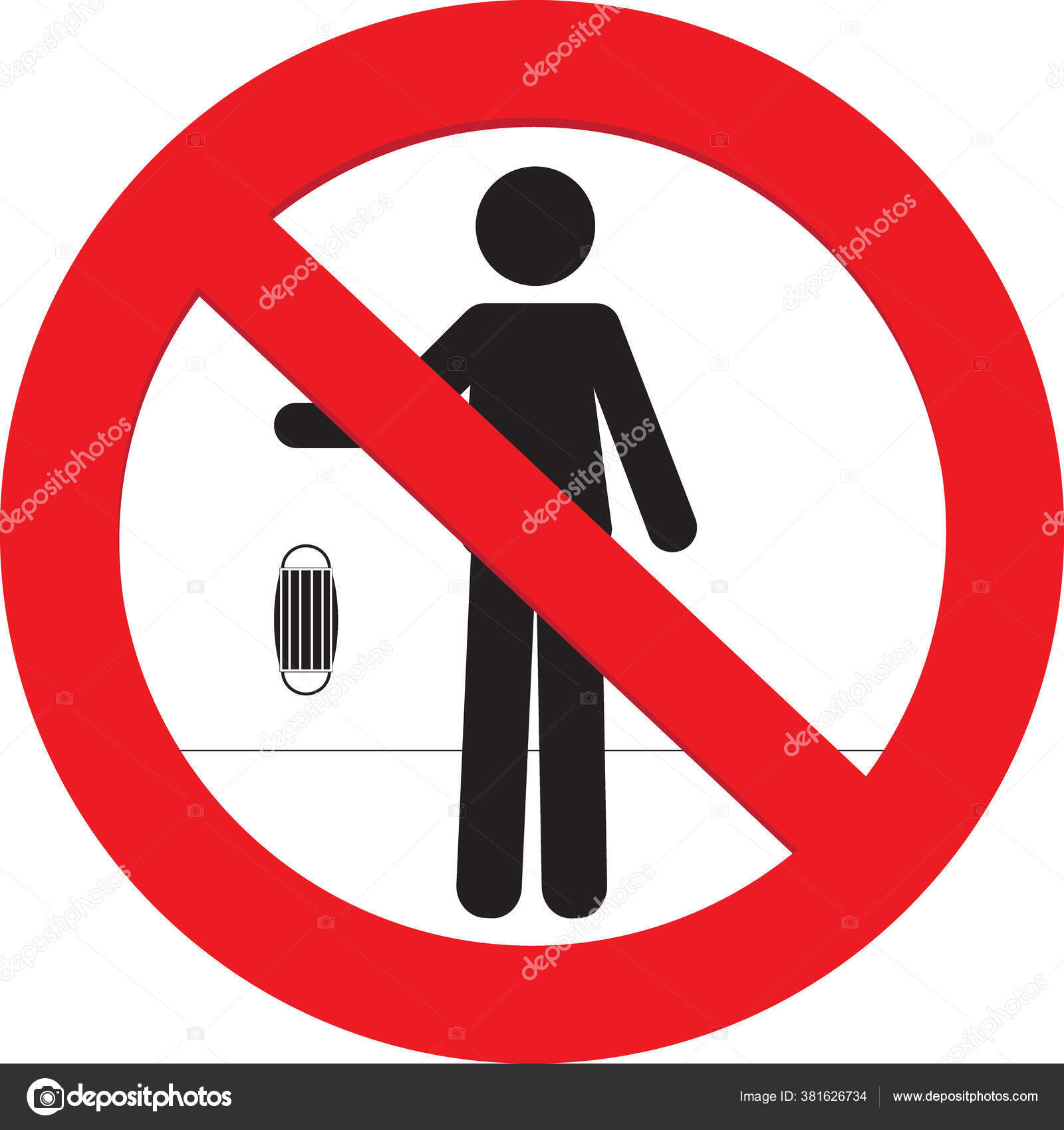 Prohibition Sign Person Throwing Face Mask Street Coronavirus Covid ...