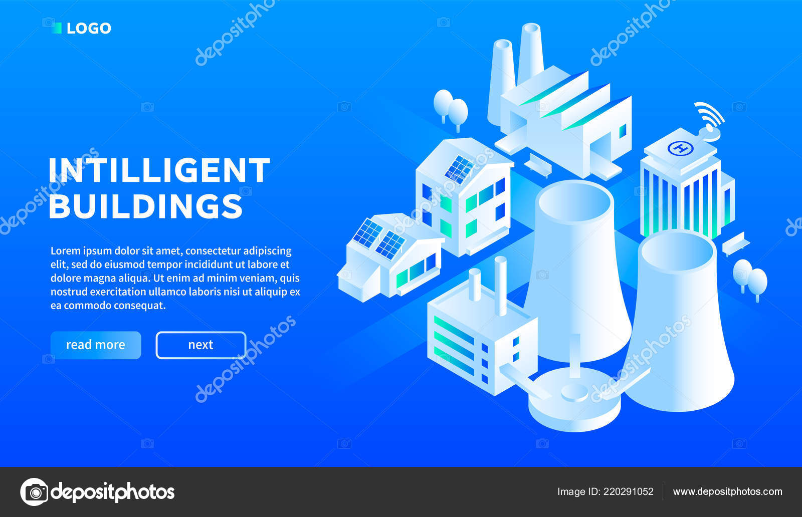 Intelligent city building concept background, isometric style Stock ...
