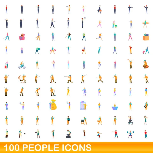 Conjunto de iconos de 100 personas, estilo de dibujos animados 2024