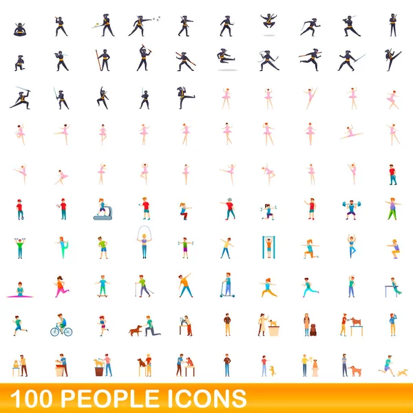 Conjunto de iconos de 100 personas, estilo de dibujos animados 2023