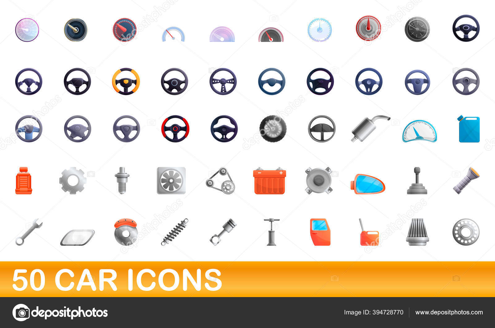 50 car icons set, cartoon style Stock Vector Image by ©Nsit0108 #394728770