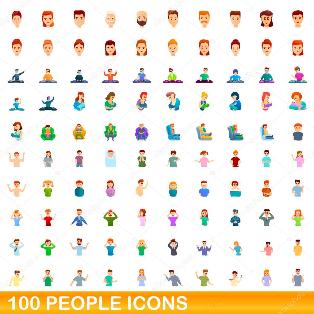 Conjunto de iconos de 100 personas, estilo de dibujos animados 2022