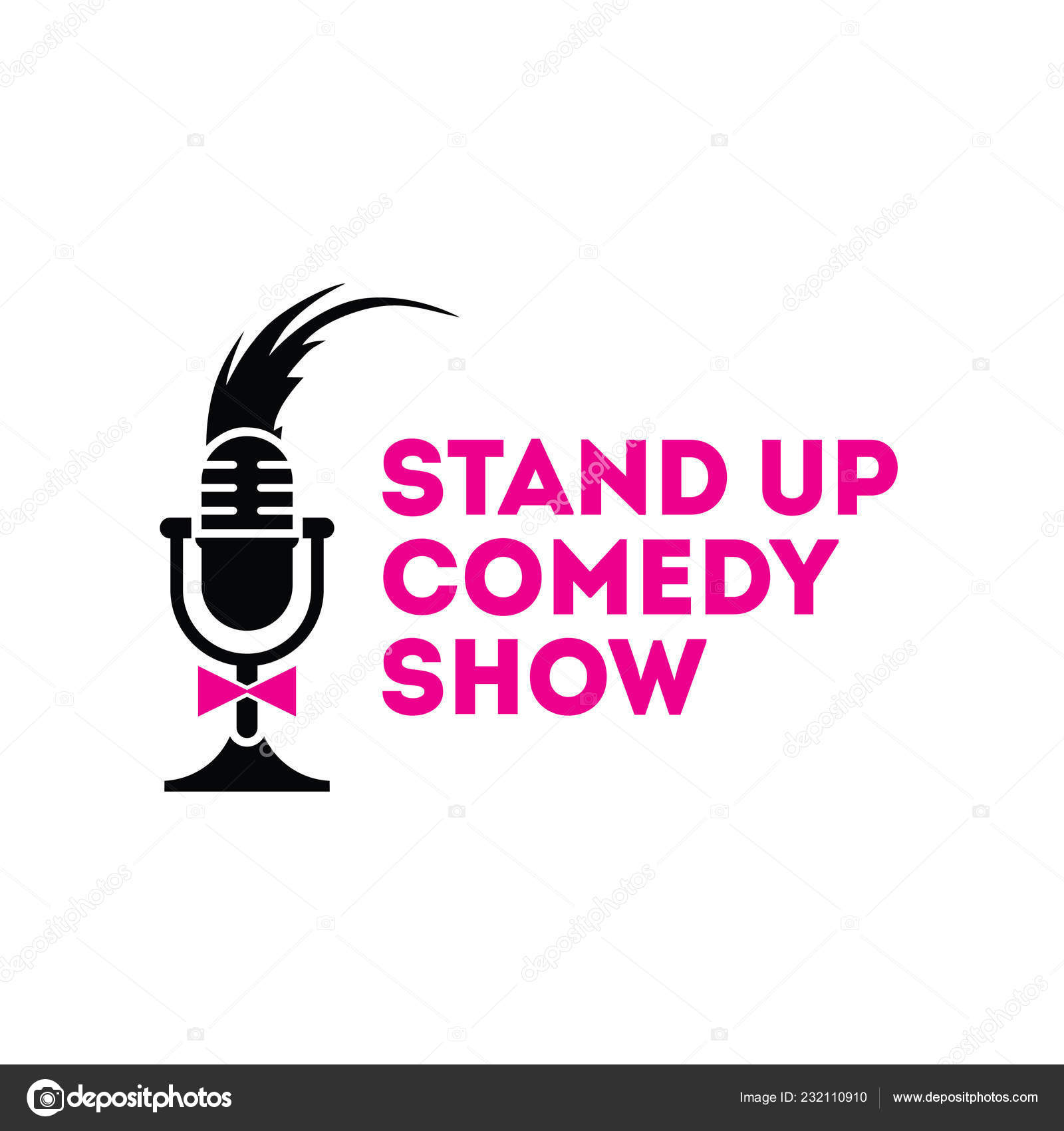 Stand Comedy Show Mic Bow Tie Sign Emblem — Stock Vector © sunteem ...