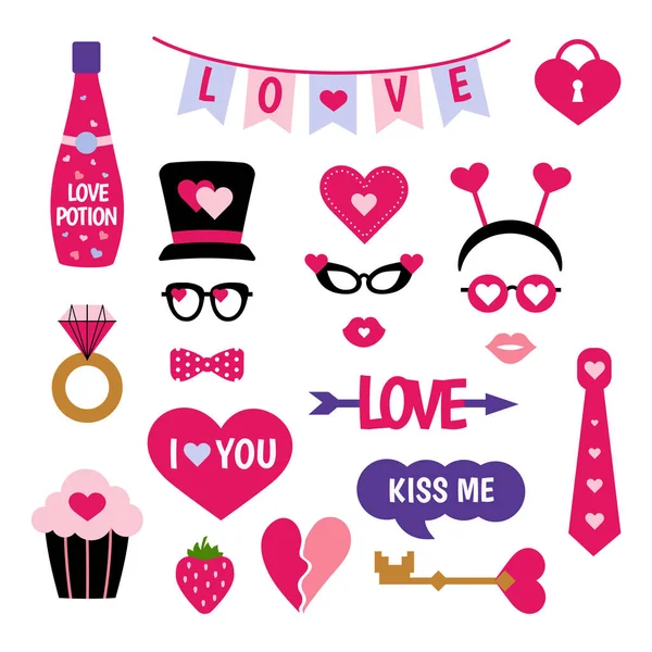 Valentines Day photo booth props photobooth set — Stock Vector ...