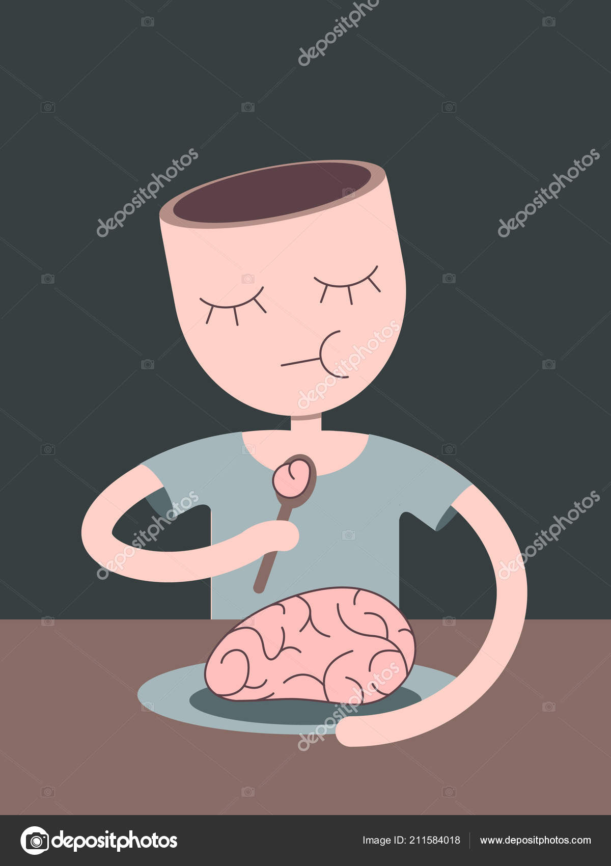 Hombre Comiendo Cerebro Vector de stock #211584018 de ©qlenic.yandex.ru