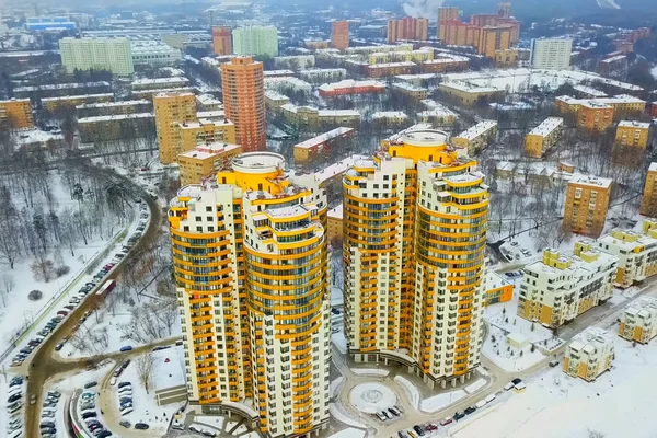 Moscow new buildings, multi storey apartment buildings view from above ...