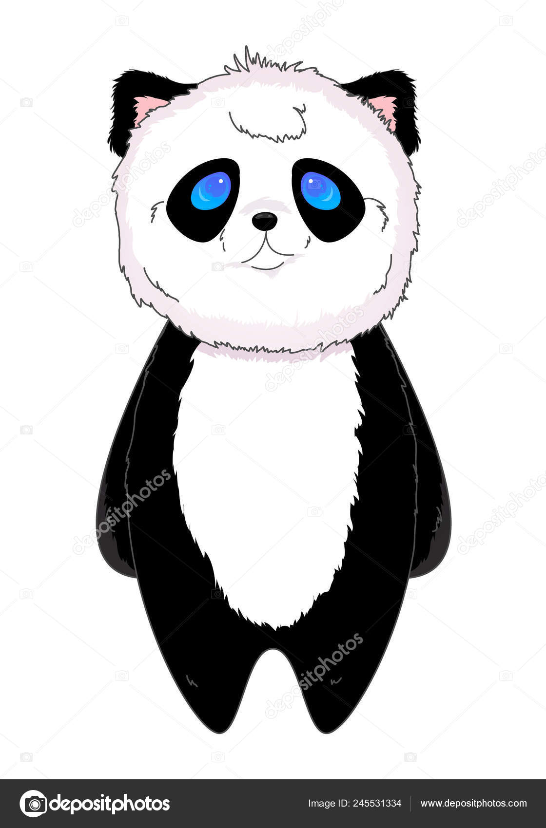 Panda Vektor Illustration Tecknad Stil Djur Vektor Panda Stående vektor ...