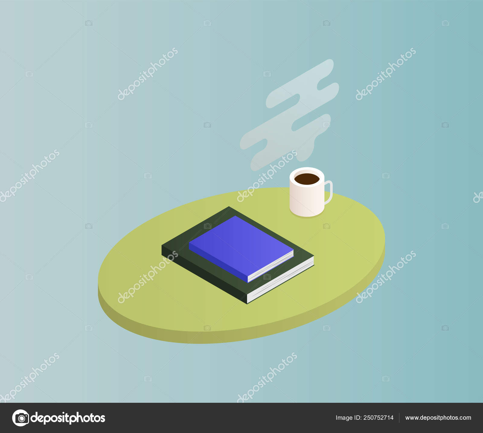 Table with books vector isometric concept vector illustration ...