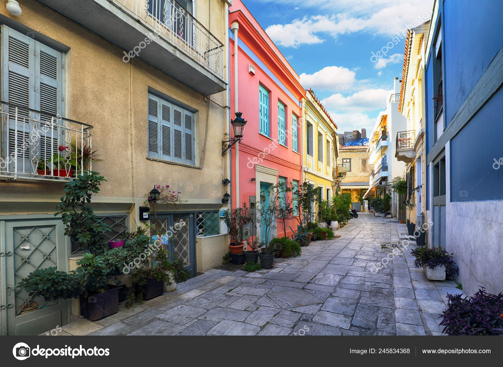 Athens Nice Old Street Acropolis View Greece — Stock Photo © TTstudio ...