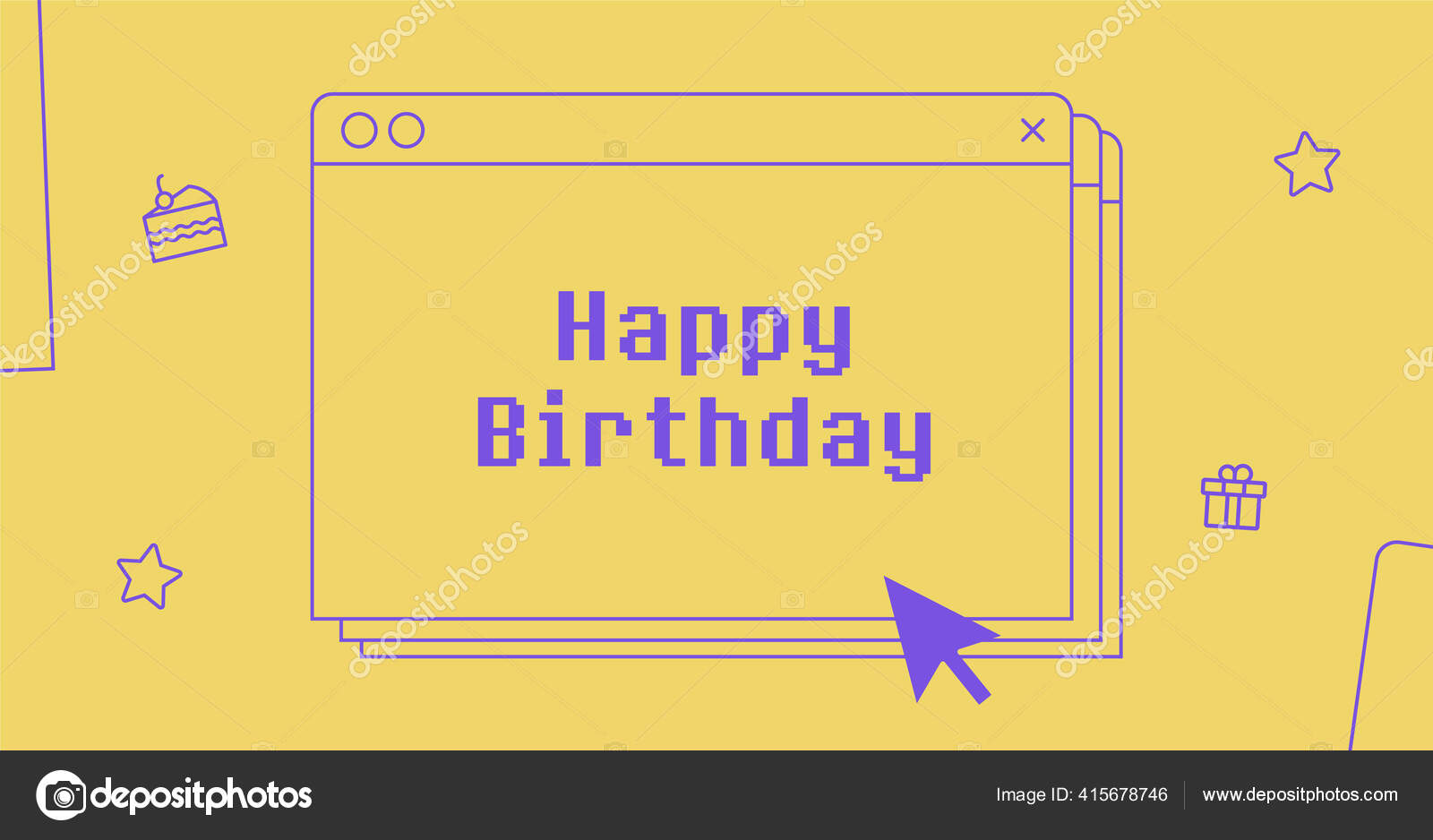 Happy Birthday Web Browser Window Interface Simple Linear Design Internet — Stock Photo ...