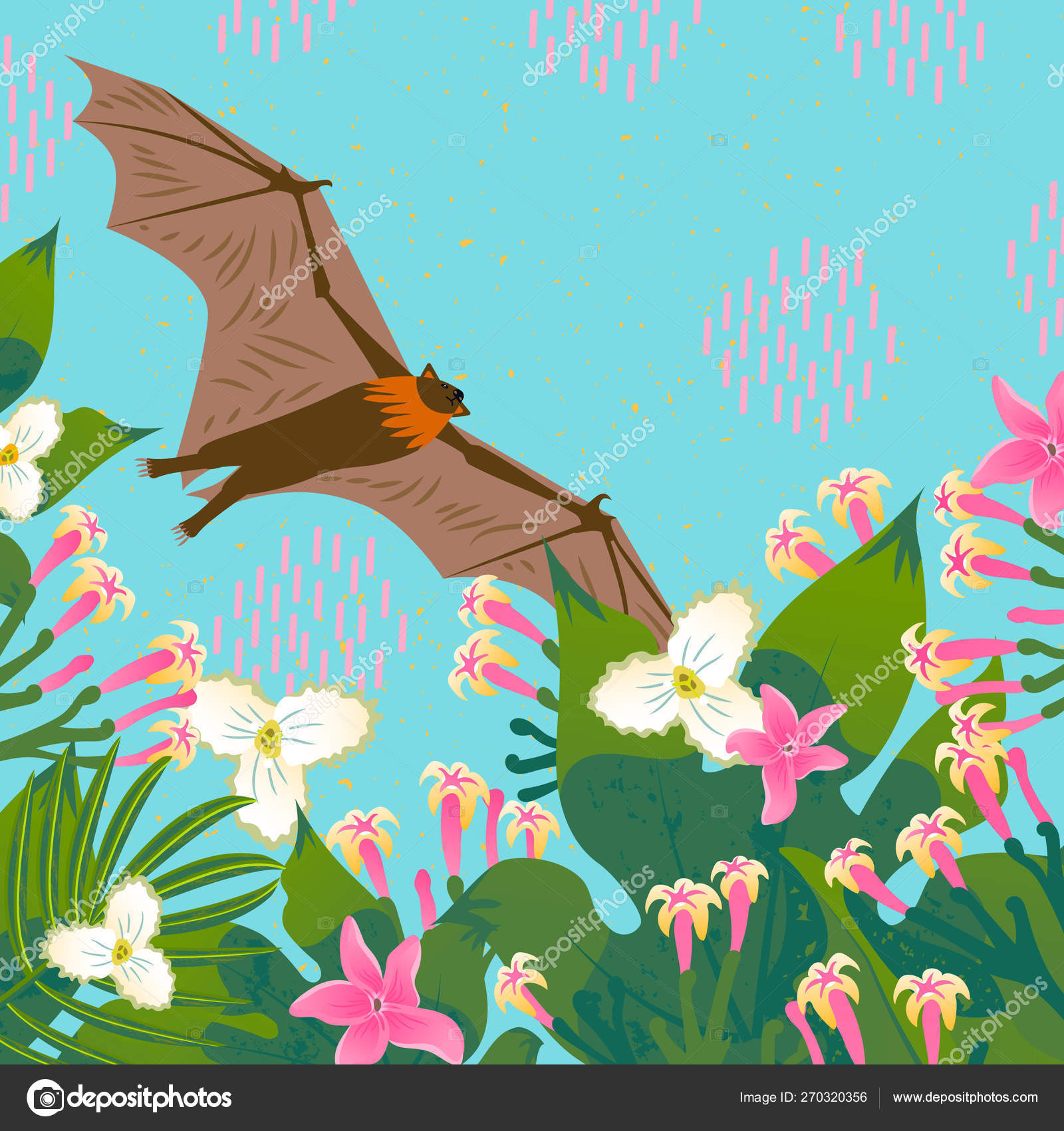 Flying Fox Vector Illustration Stock Vector by ©Kantri 270320356