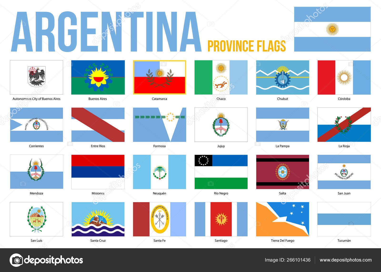 Argentina Province Flags Vector Illustration on White Background ...