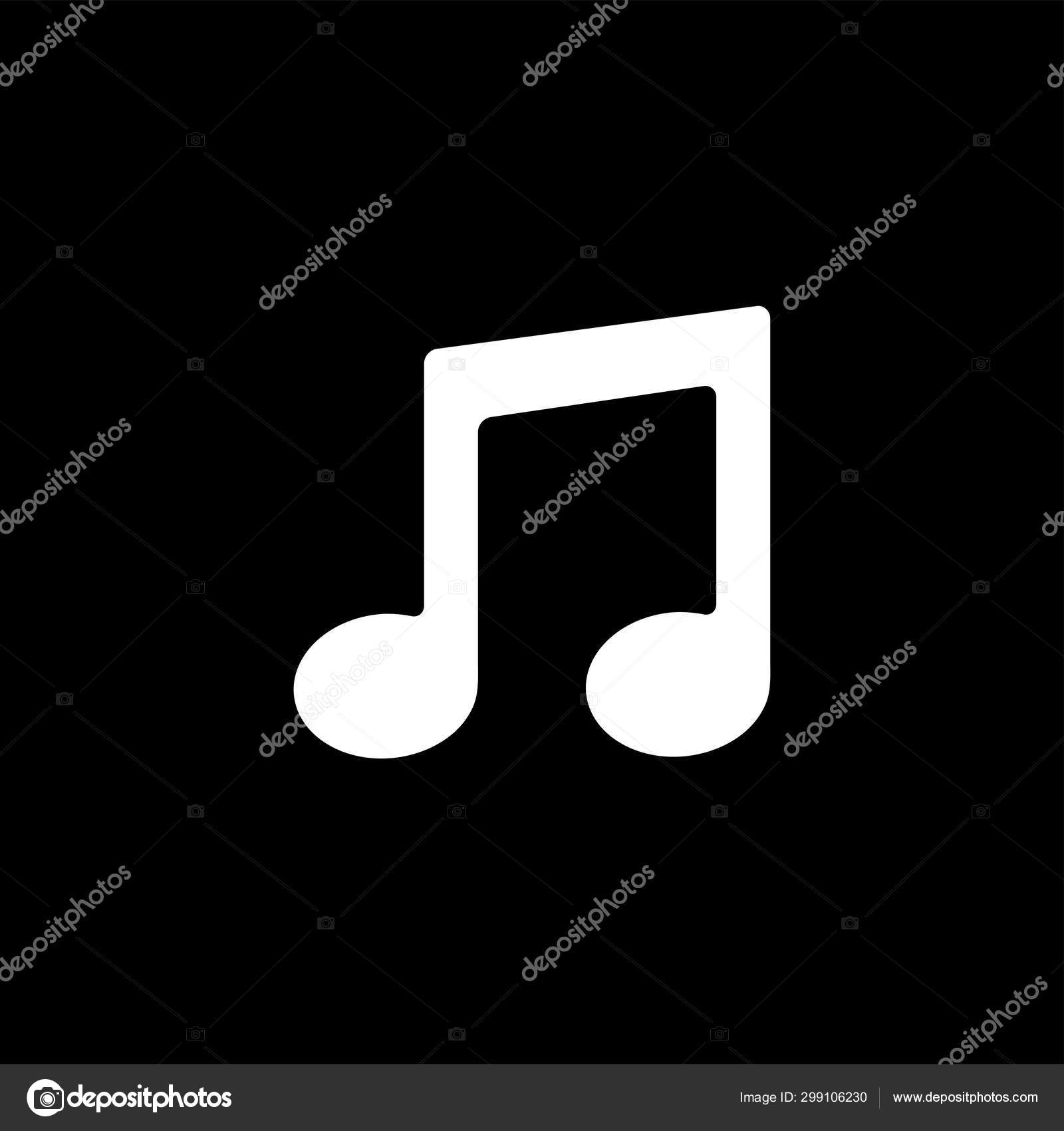 Music Note Icon On Black Background. Black Flat Style Vector ...