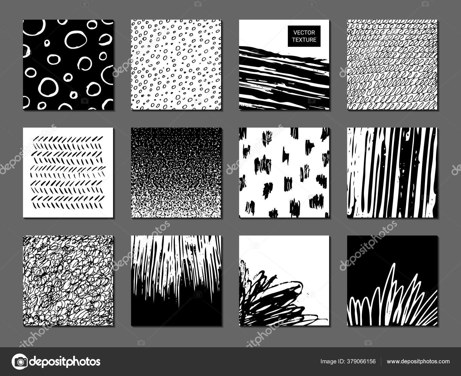 Set Hand Drawn Textures Lines Doodle Style Vector Objects Abstract ...