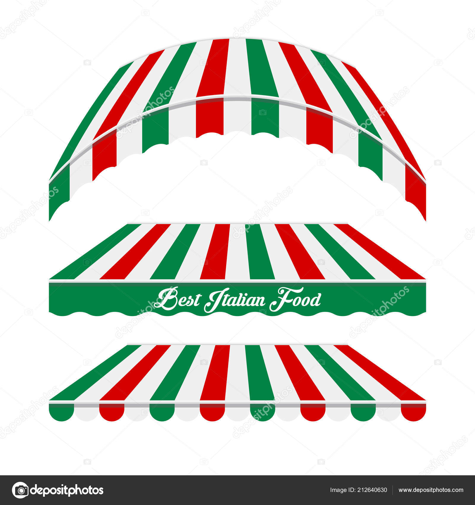 Awnings Vector Set Different Forms Colors Italian Flag Italian Cafe Stock Vector Image by ...