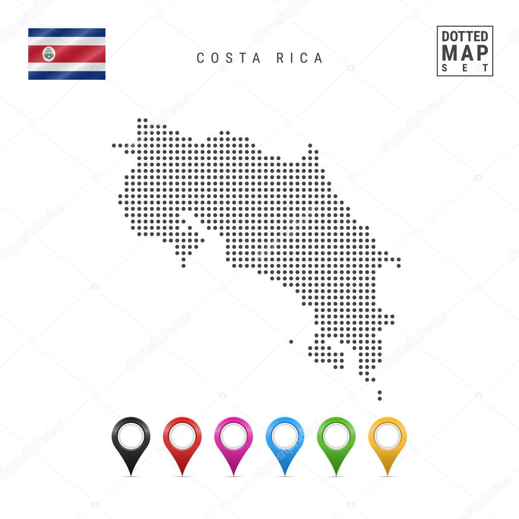 Mapa punteado de Costa Rica. Silueta simple de Costa Rica. Bandera ...