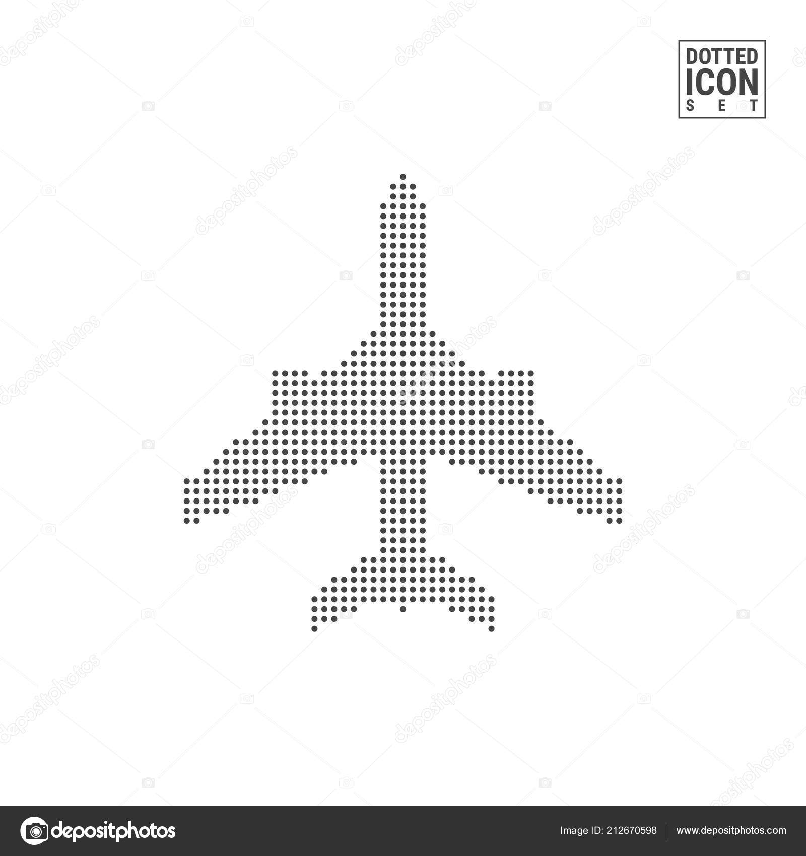 Airplane Dot Pattern Icon Airplane Dotted Icon Isolated White ...