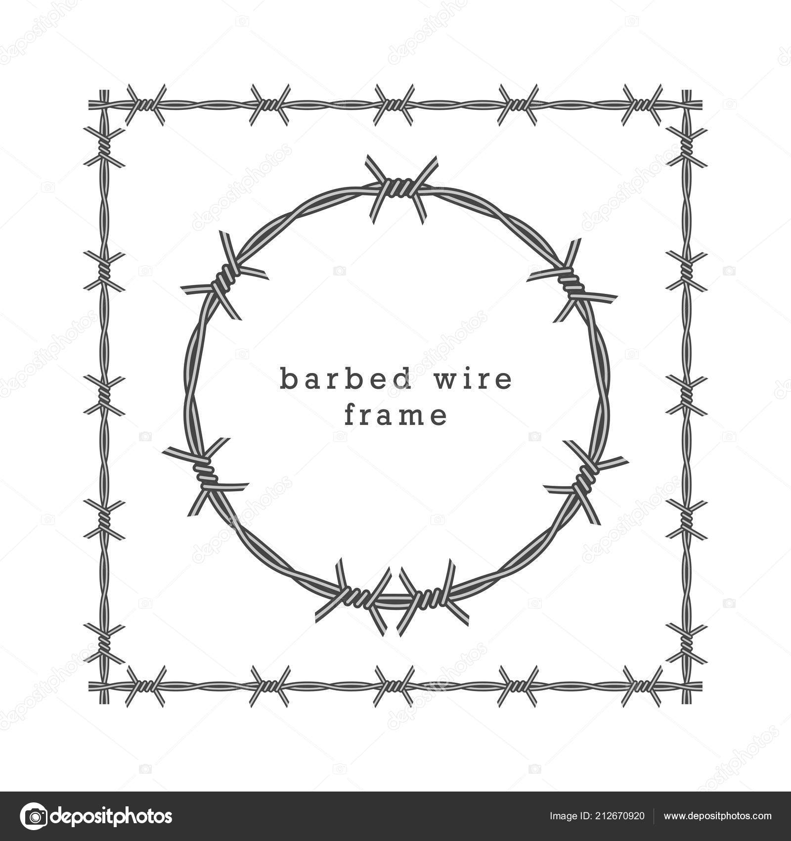 Square Circle Barbed Wire Frames Vector Illustration Military Frames ...