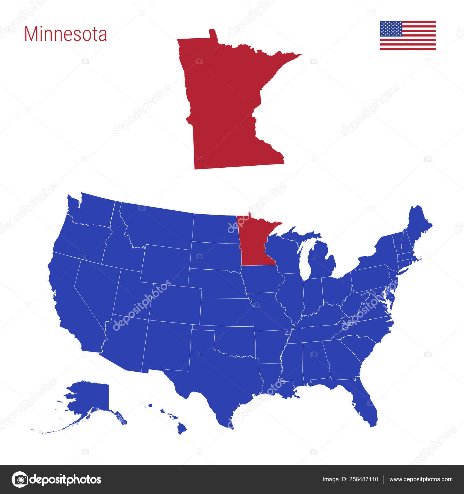 El estado de Minnesota se destaca en rojo. Mapa vectorial de los ...