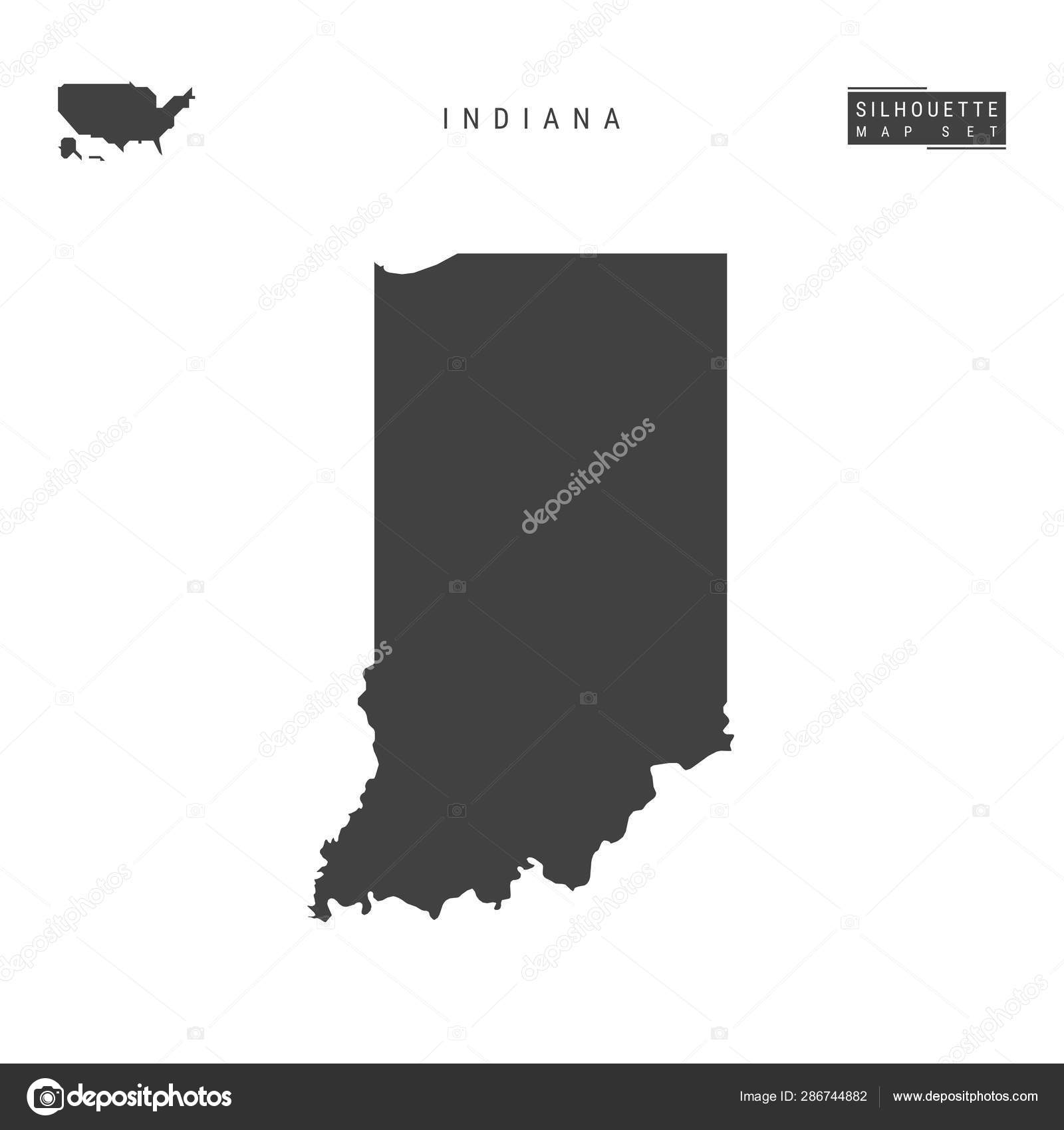 Indiana US State Vector Map Isolated on White Background. High-Detailed ...