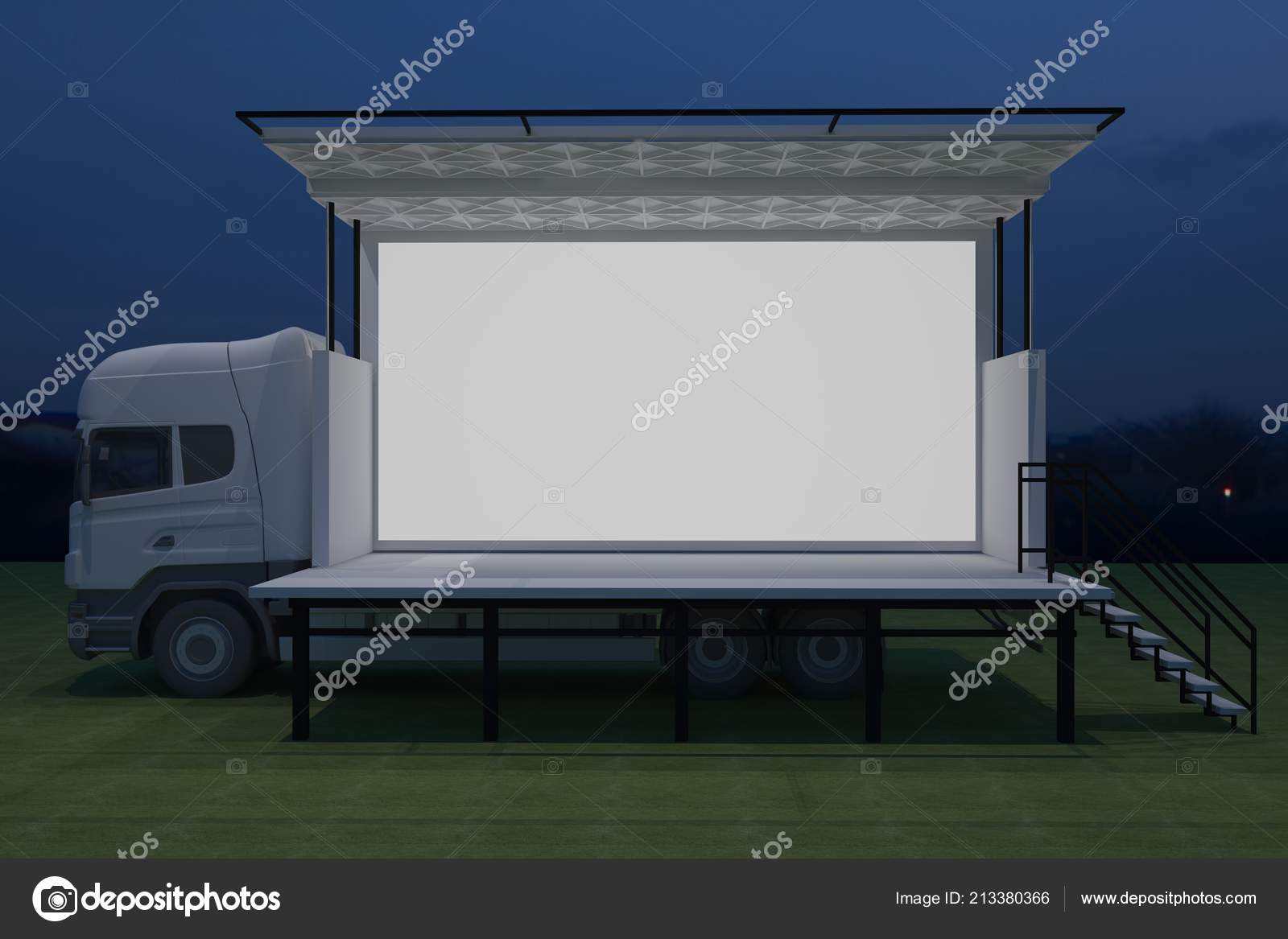 Exterior Truck Mobile Stage Event Led Light Night Staging Render Stock ...