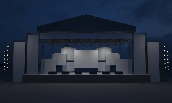 3D stage concert event led tv light night outdoor staging render ...