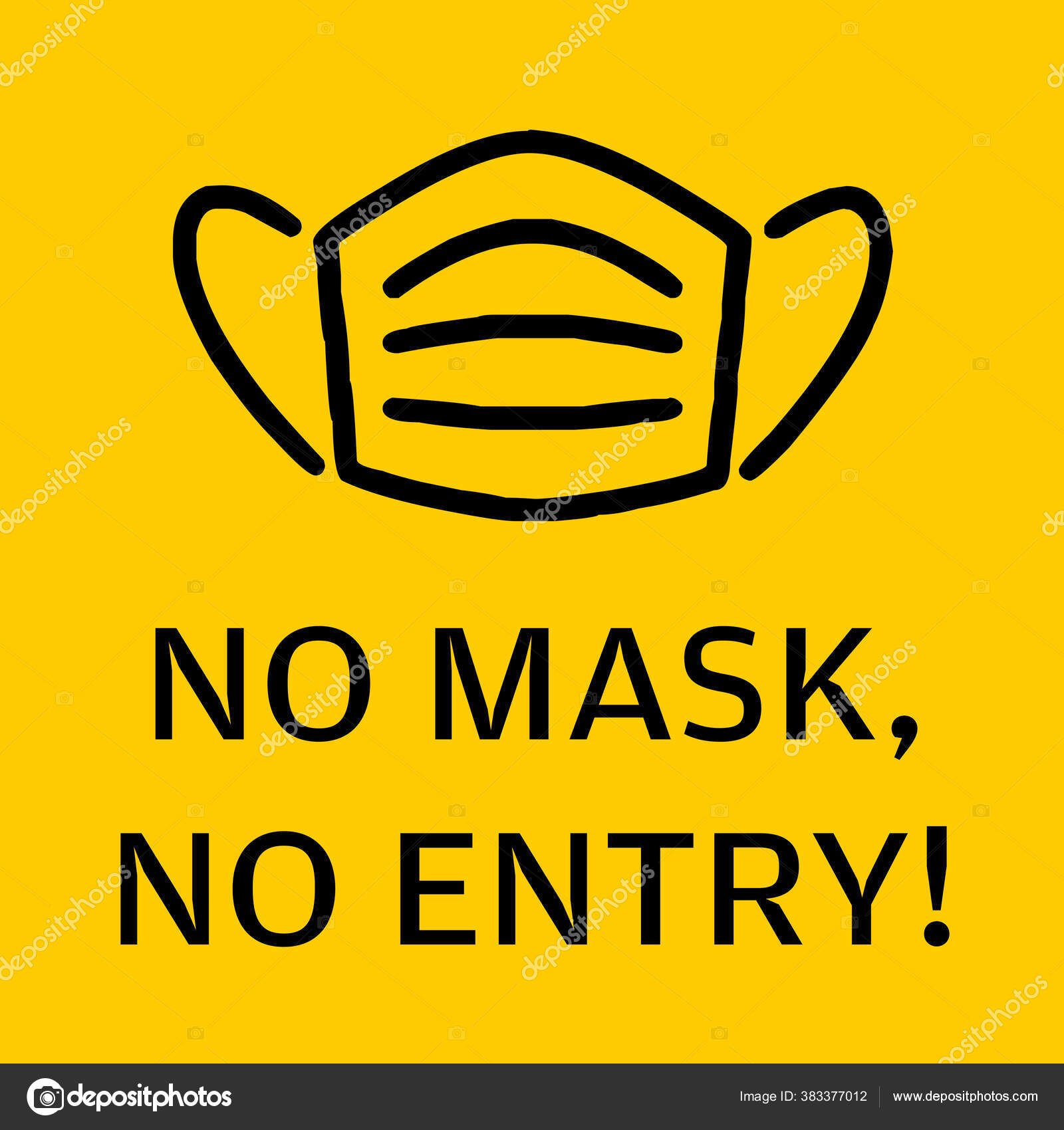 Entry Face Mask Pictogram Vector Illustration Protect Covid Coronavirus ...