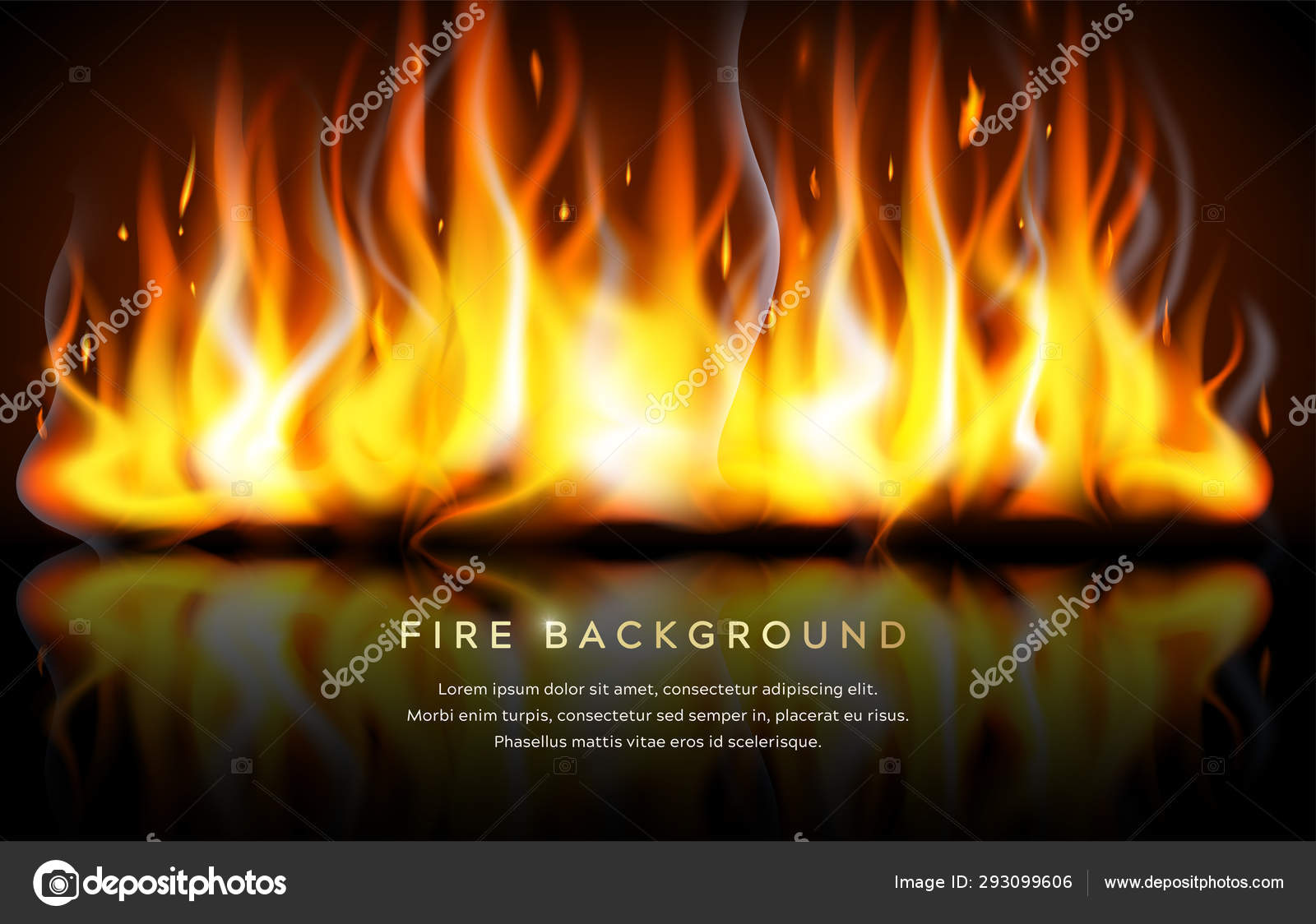 Realistic fire flames reflection background text Stock Vector Image by ...