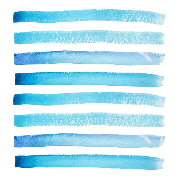 Blue Watercolor Lines Patterns Isolated White Background Stock Vector ...
