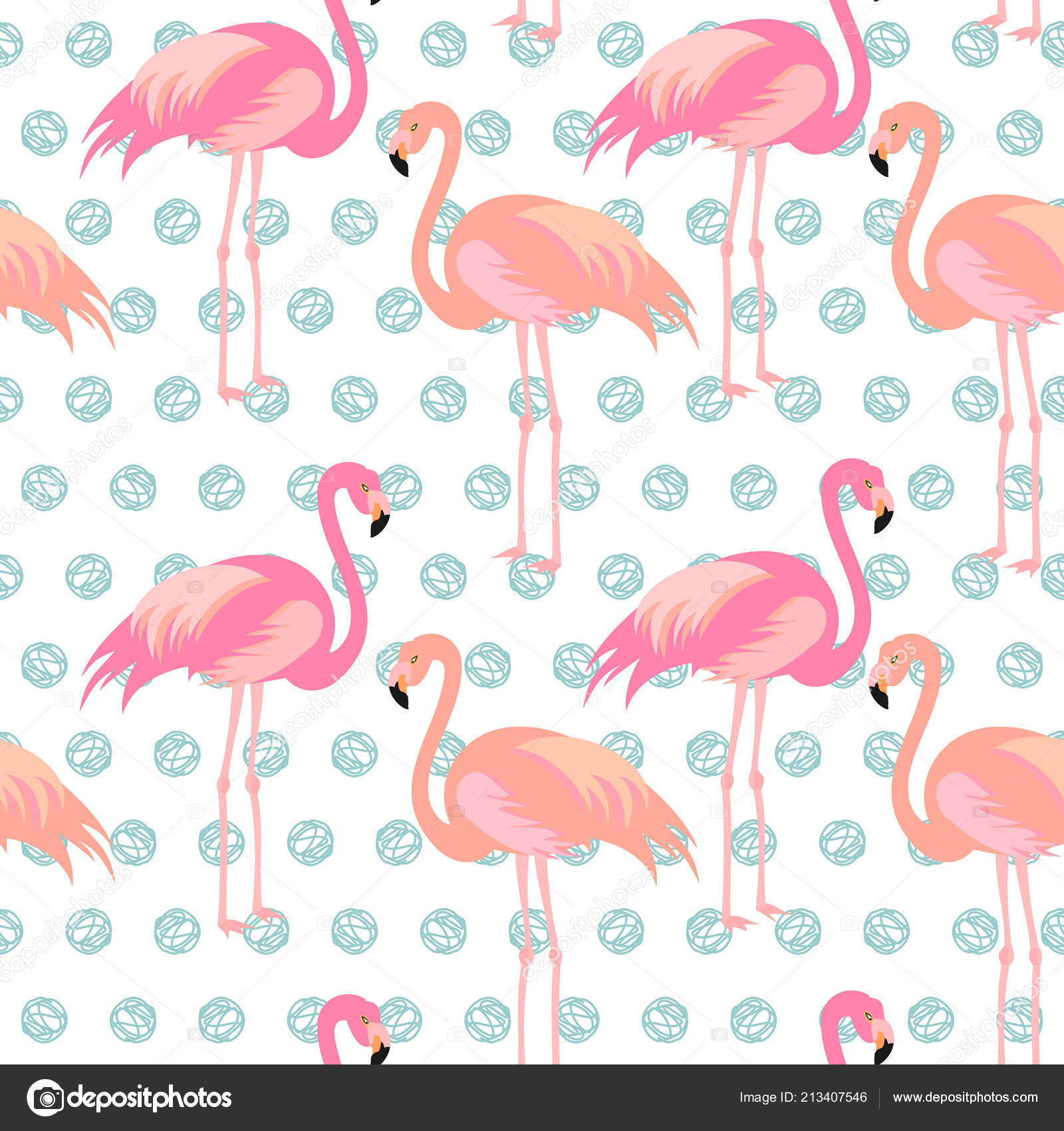 Seamless Vector Background Flamingos Texture Stock Illustration by ...