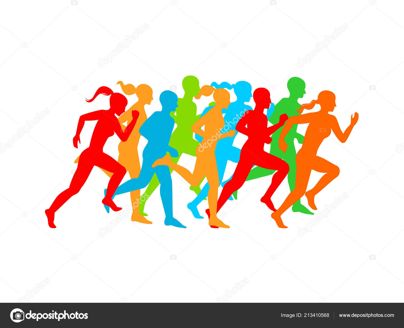 Colorful Vector Poster Running People Silhouettes Stock Vector by ...